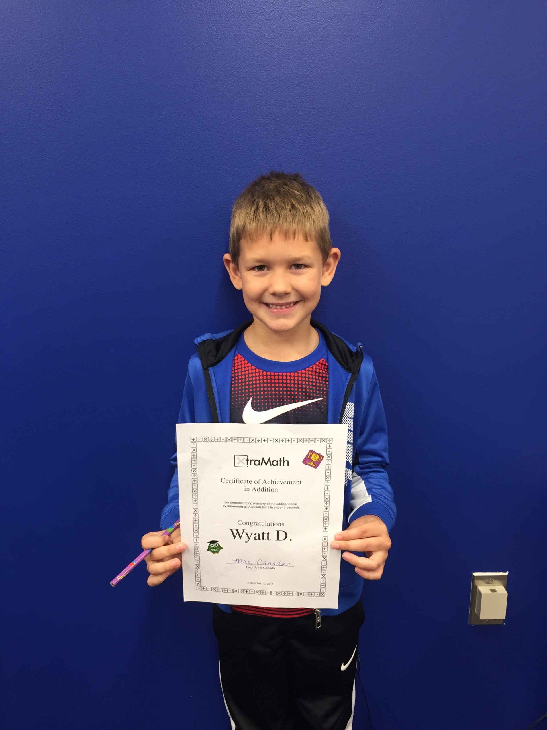 1st Grade Certificate of Achievement in Math Facts – Burris Laboratory ...